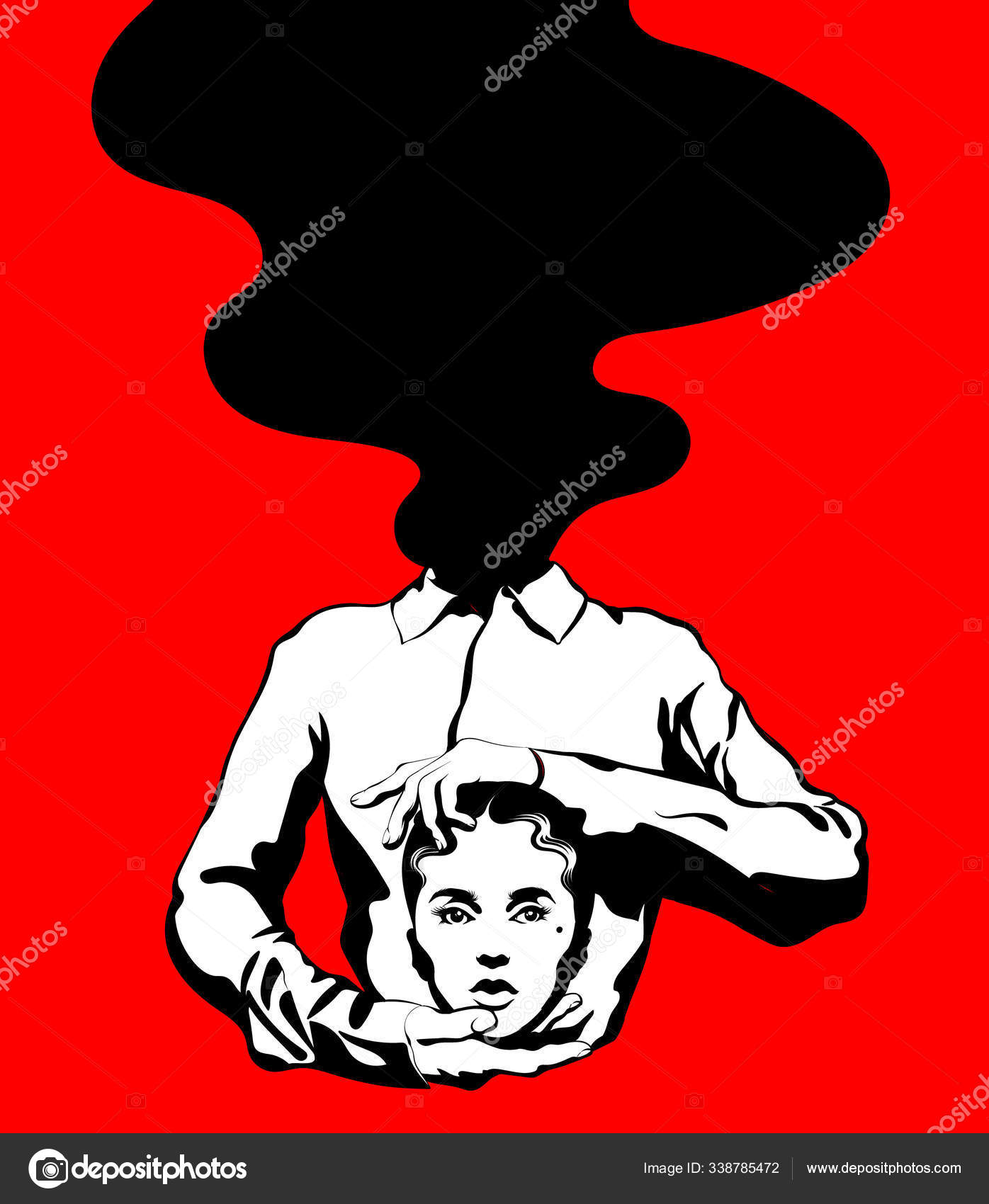 Vector Hand Drawn Illustration Headless Girl Isolated Creative Tattoo ...