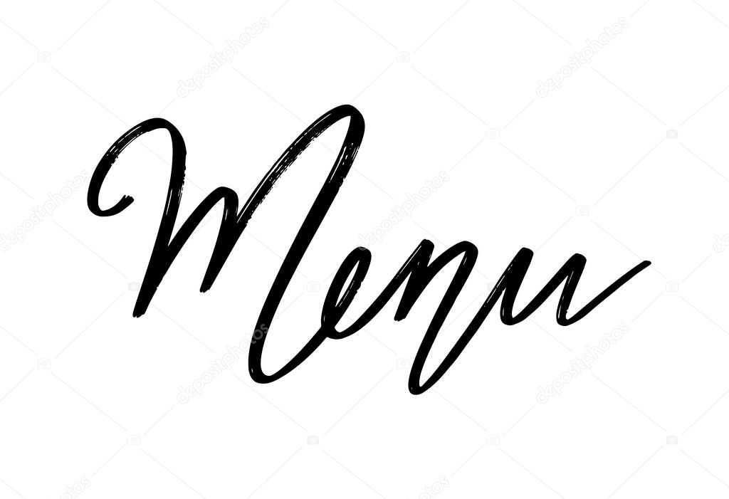 Menú. Letras dibujadas a mano vectoriales aisladas. Plantilla para ...