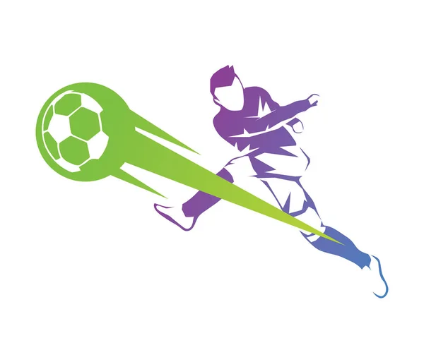 Modern Soccer Player In Action Logo - Hard Fast Kick To Win Stock ...