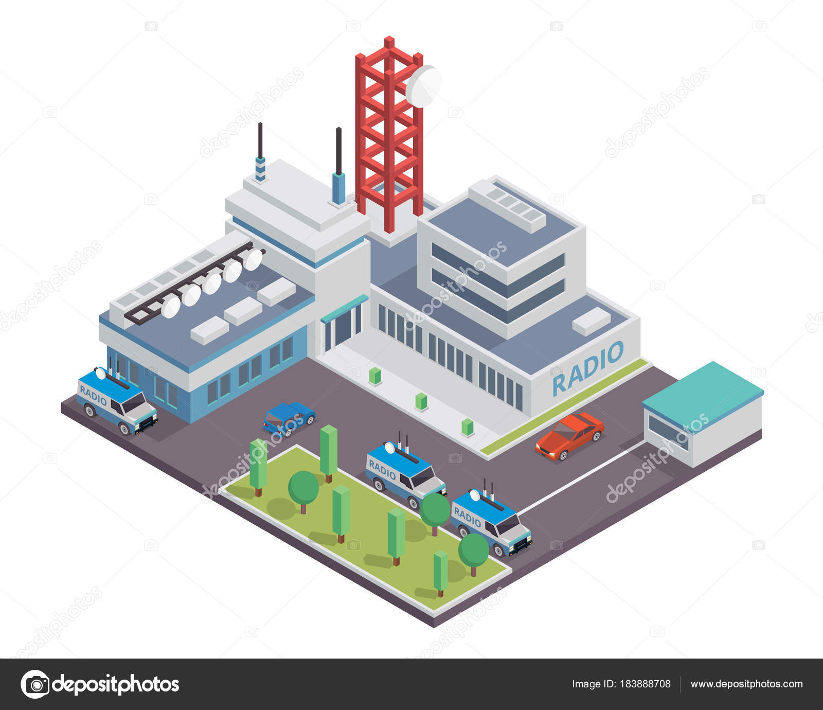 Modern Isometric Radio Television Station Building — Stock Vector ...