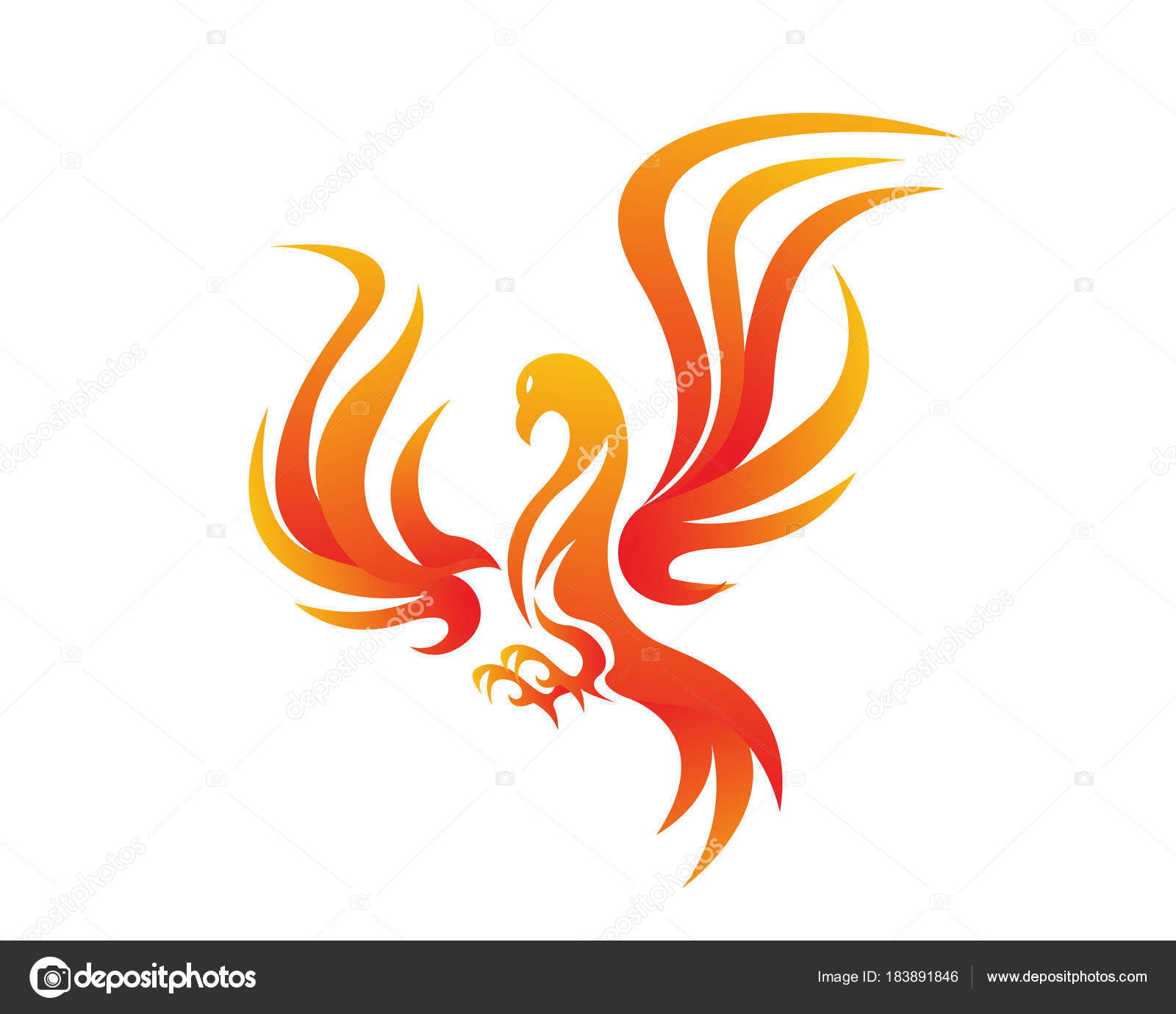 Passionate Flaming Imaginary Mythology Creature Logo Phoenix Stock ...