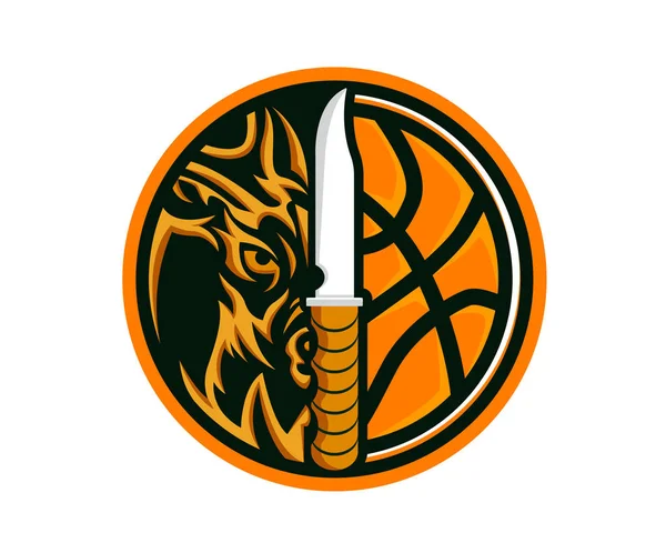 Modern Animal Sports Team Badge Logo Lion Basketball Team Sword Stock ...
