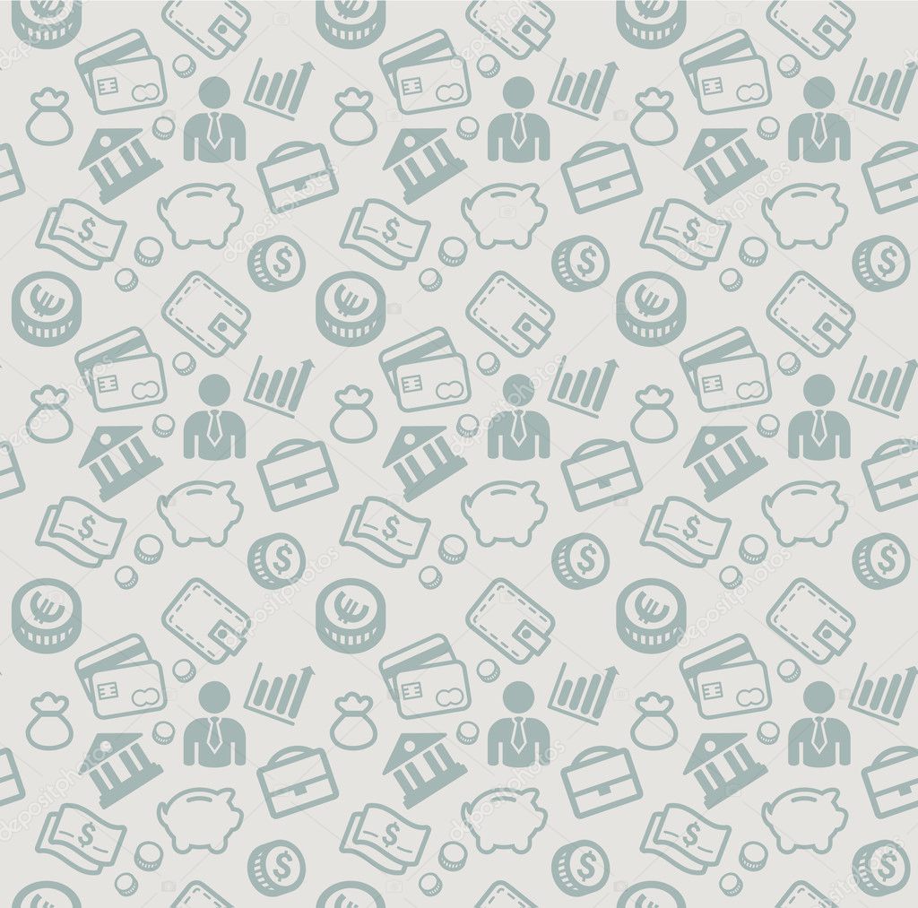 Vector seamless pattern with business and money icons Stock Vector ...
