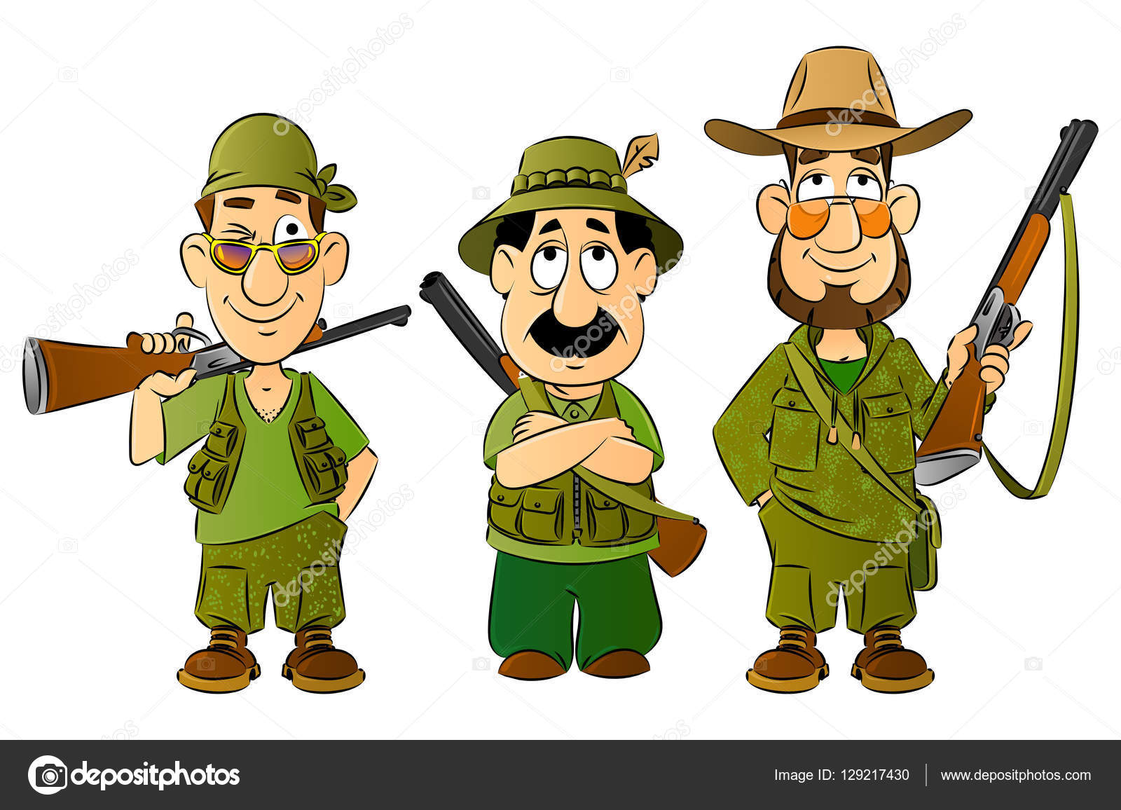 Chasseurs de dessins animés. Set mascottes . Stock Vector by ©comsorg ...