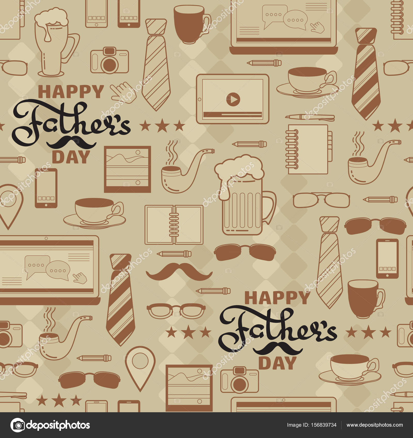 Happy Fathers day seamless pattern. Vector illustration. Stock Vector ...