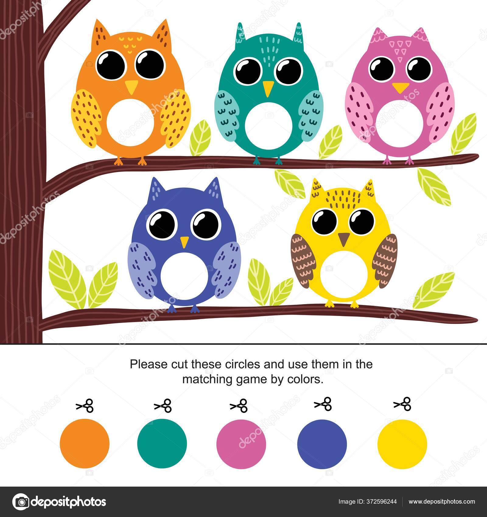 Color matching game for kids. Cut the circles and match Stock Vector ...