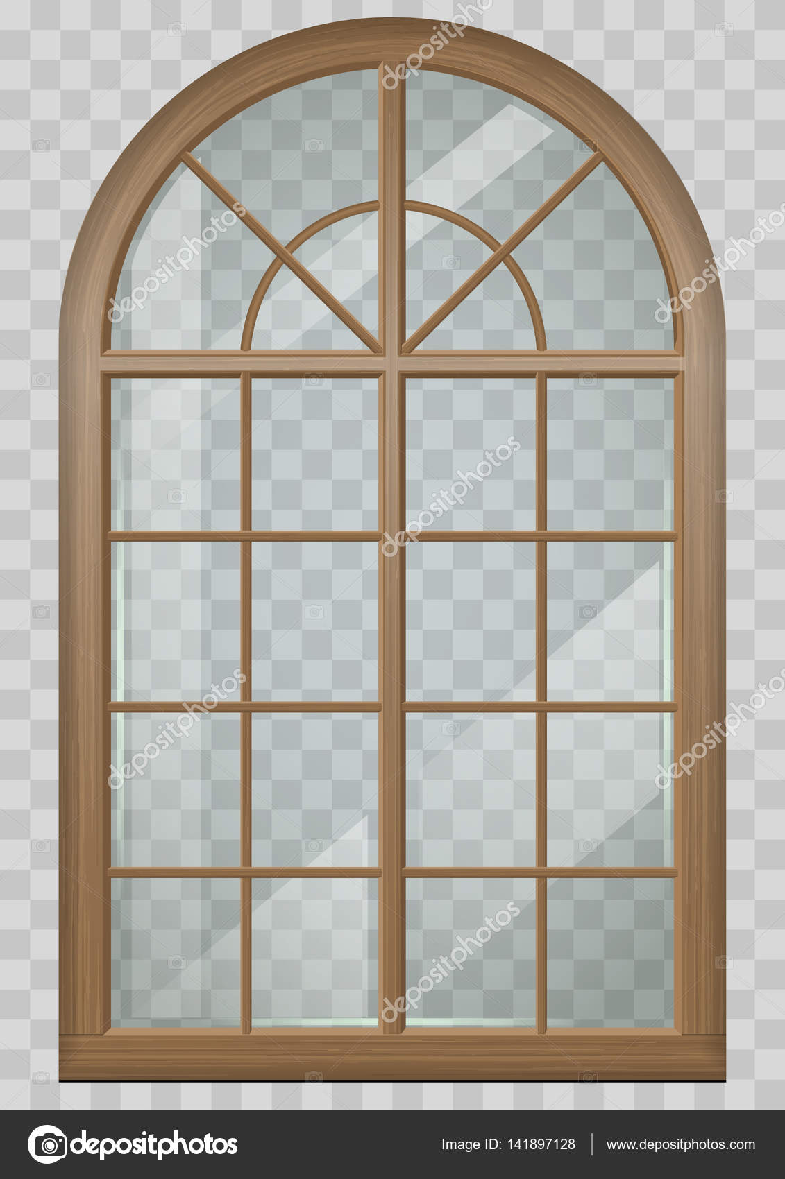 Wooden arched window ⬇ Vector Image by © denisik11 | Vector Stock 141897128
