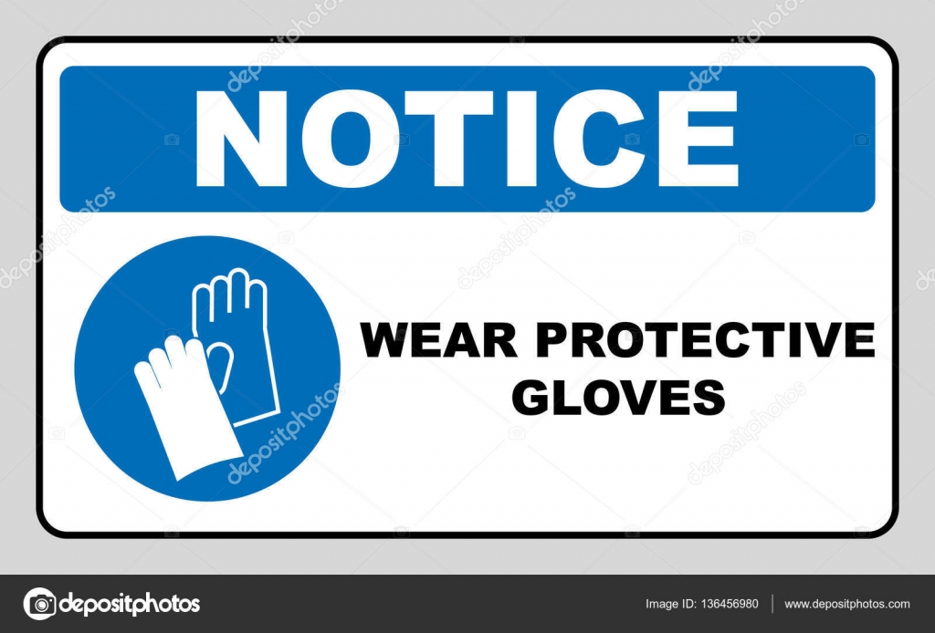 Wear Gloves - Safety Sign, Warning Sign — Stock Vector © Merly69 #136456980