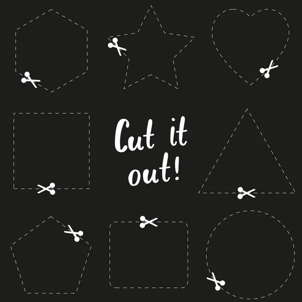 Cut it out flat template. The scissors icon. Cut here symbol. Scissors ...