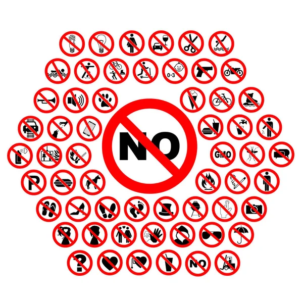 Colecci n de iconos de signos de prohibici n, conjunto de ilustraci n vectorial aislado en ...