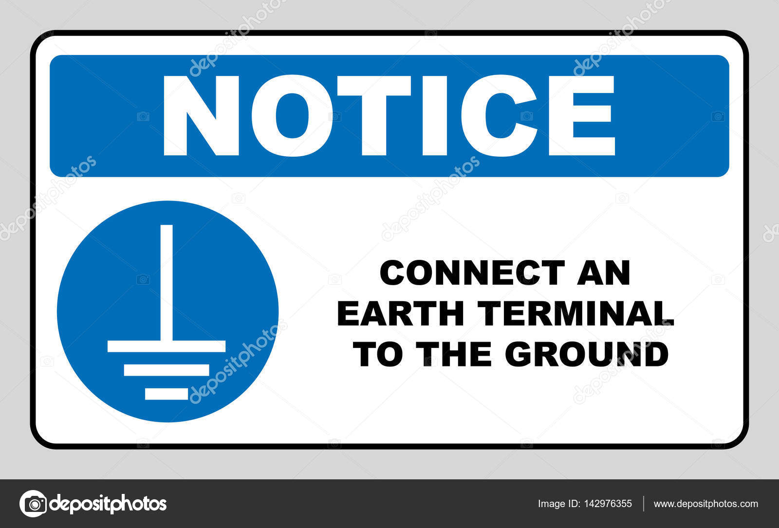 Connect an earth terminal to the ground sign. Mandatory notice symbol ...