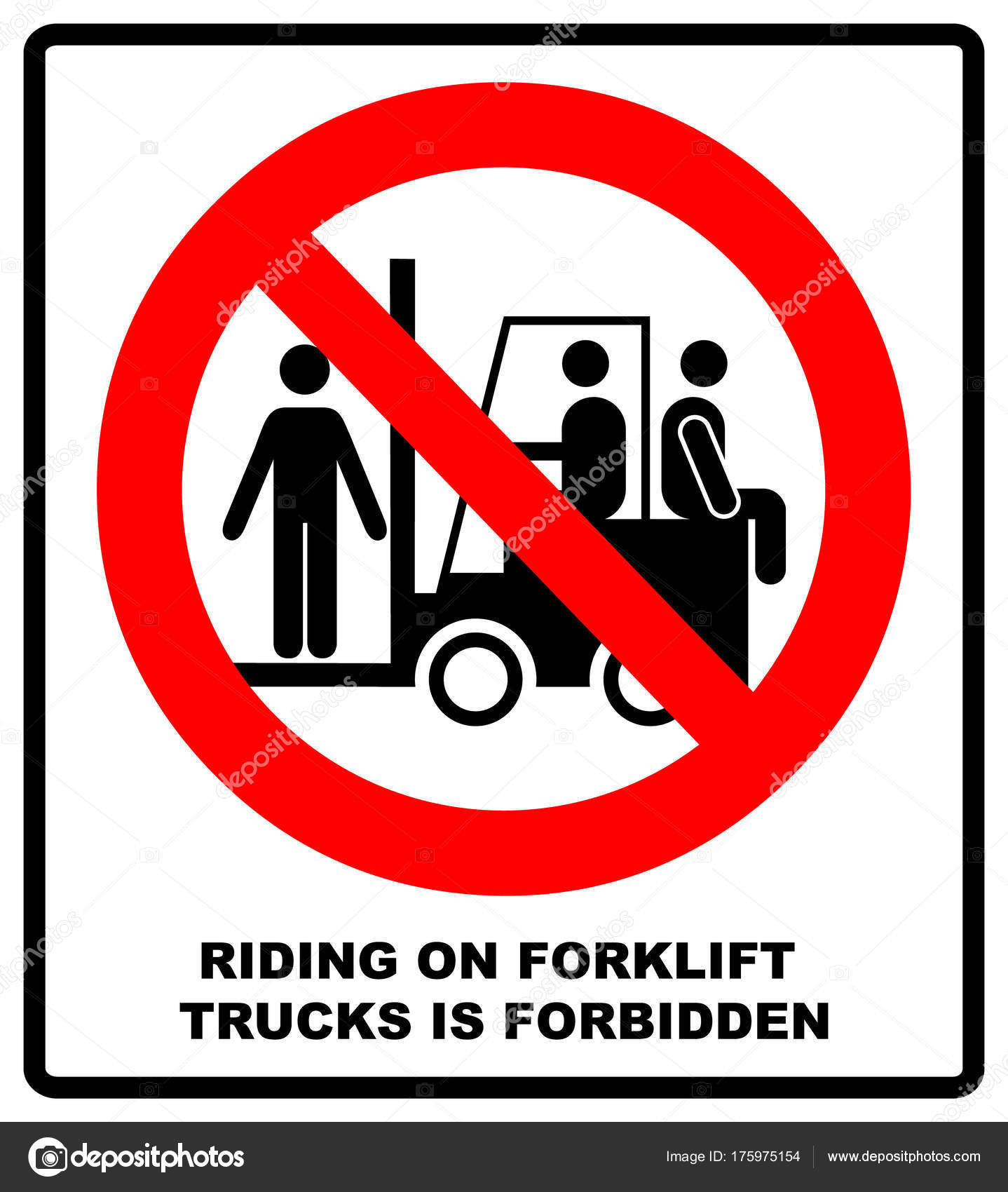 Riding on forklift trucks is forbidden symbol. Occupational Safety and ...