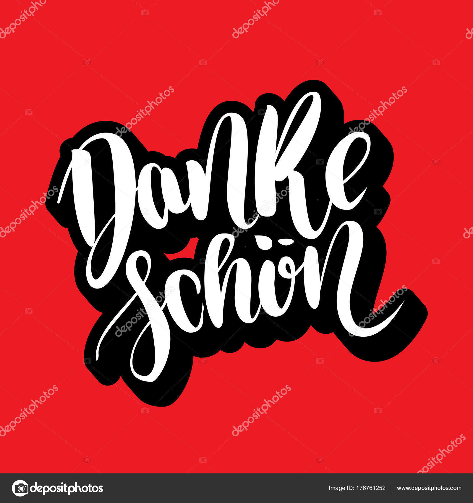 Danke schoen. Thank you in german. Vector hand drawn brush lettering on ...