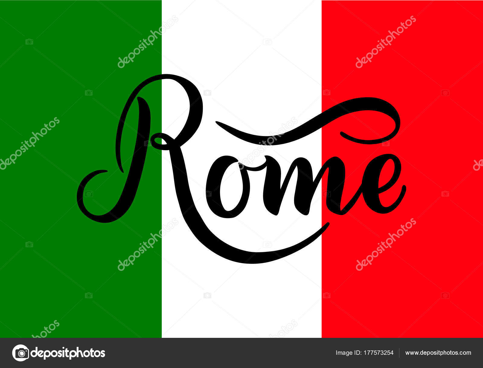 Rome flag colors | Handwritten inscription Rome and colors of the ...