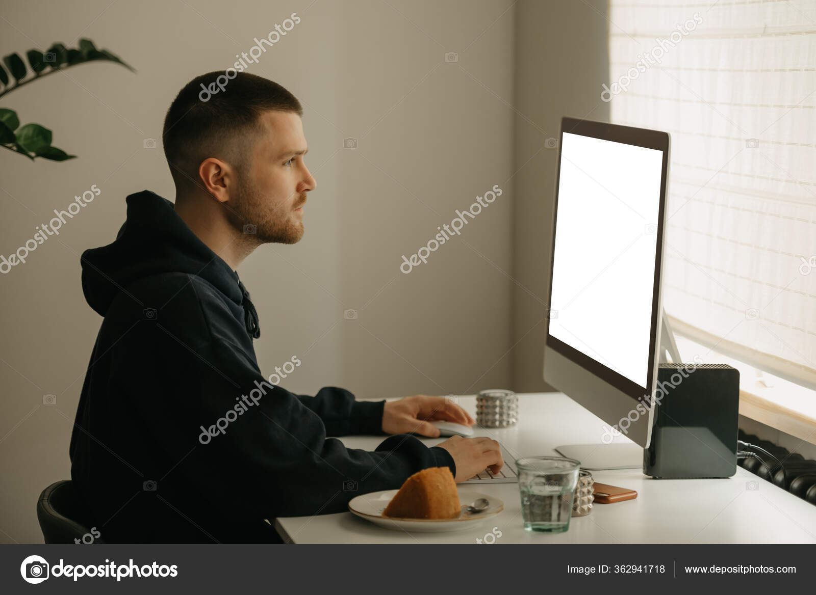 Remote Work Online Programmer Works Remotely Using All One Computer ...