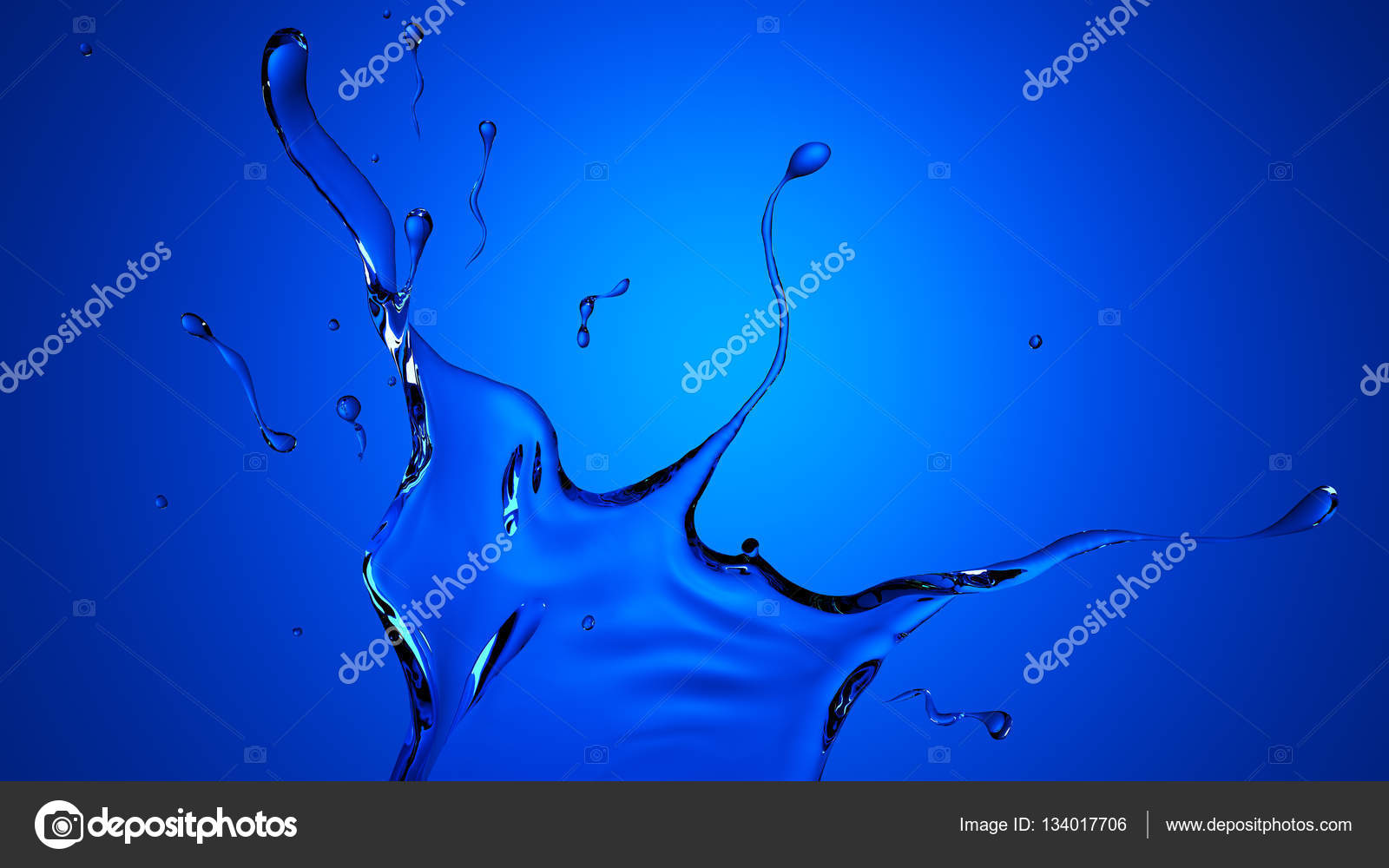Transparent blue splash on a blue background, 3d illustration, 3 ...