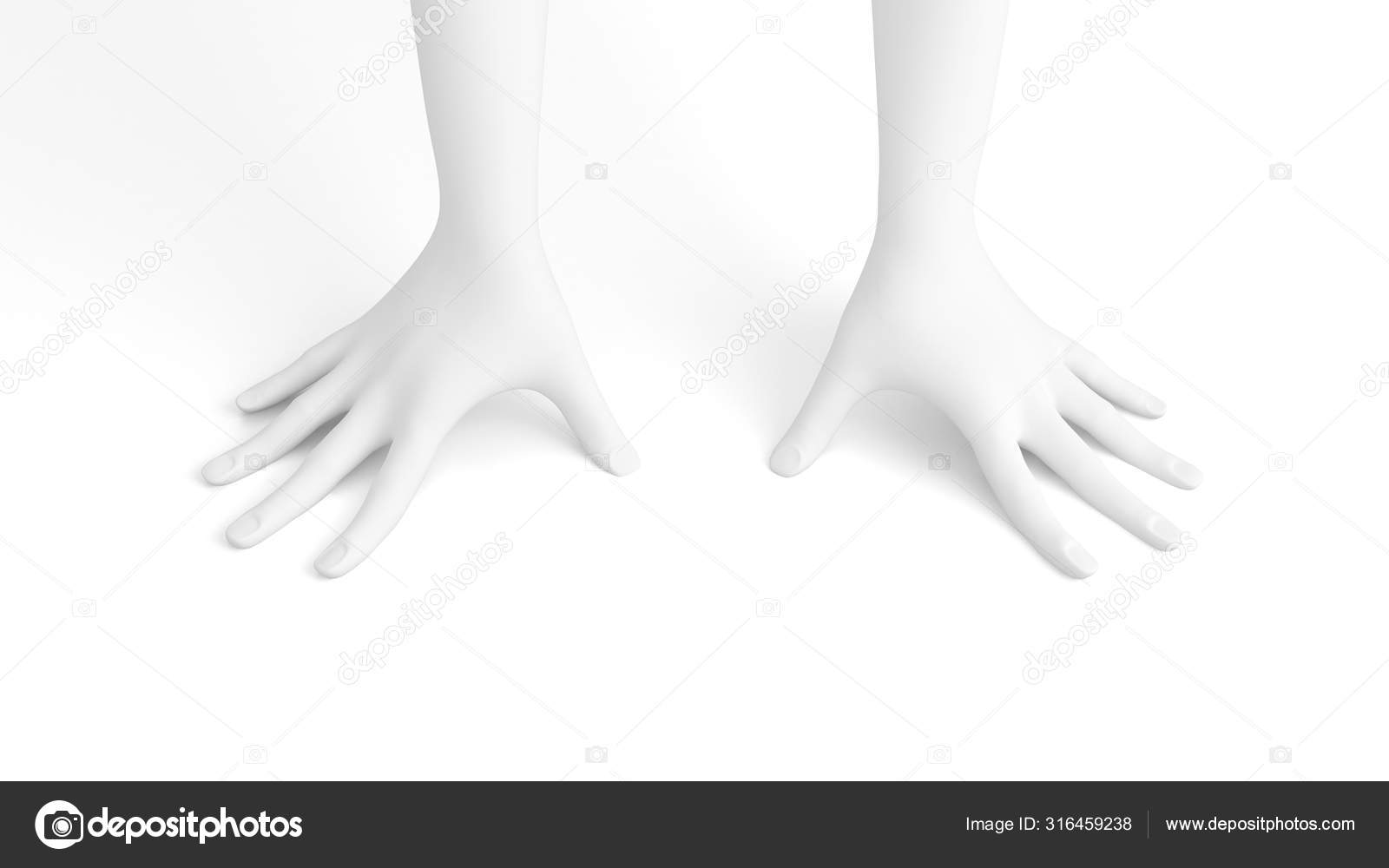 White background 3d hand gesture. 3d illustration, rendering. — Stock ...