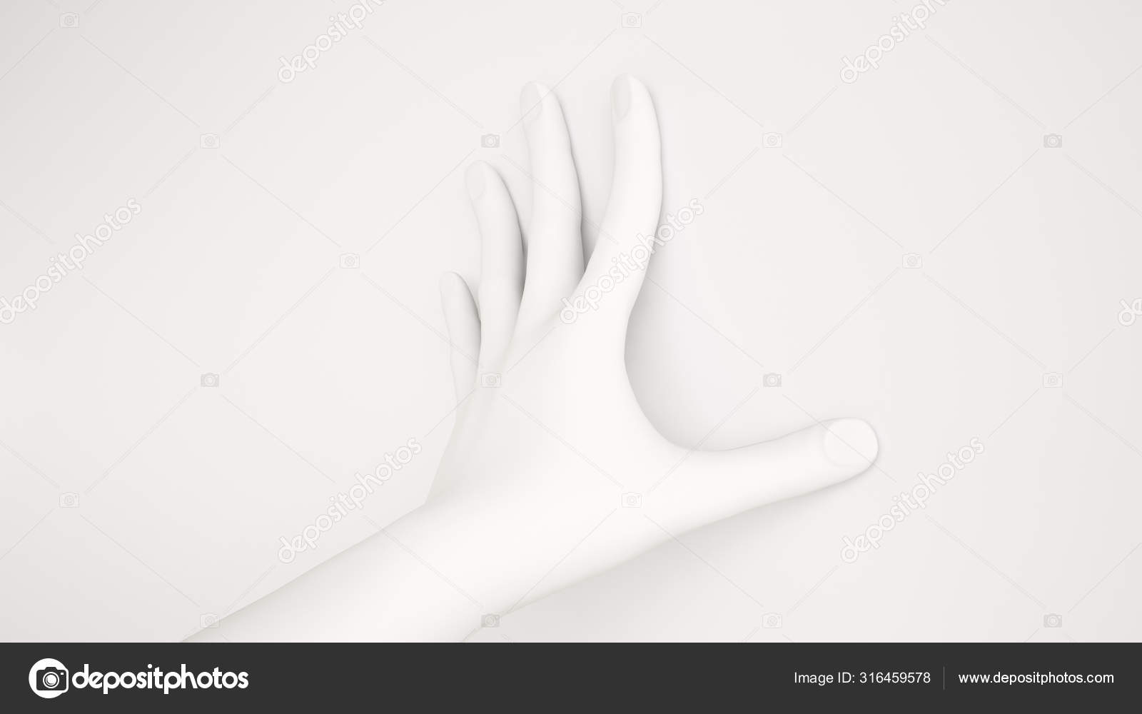 White background 3d hand gesture. 3d illustration, rendering. — Stock ...