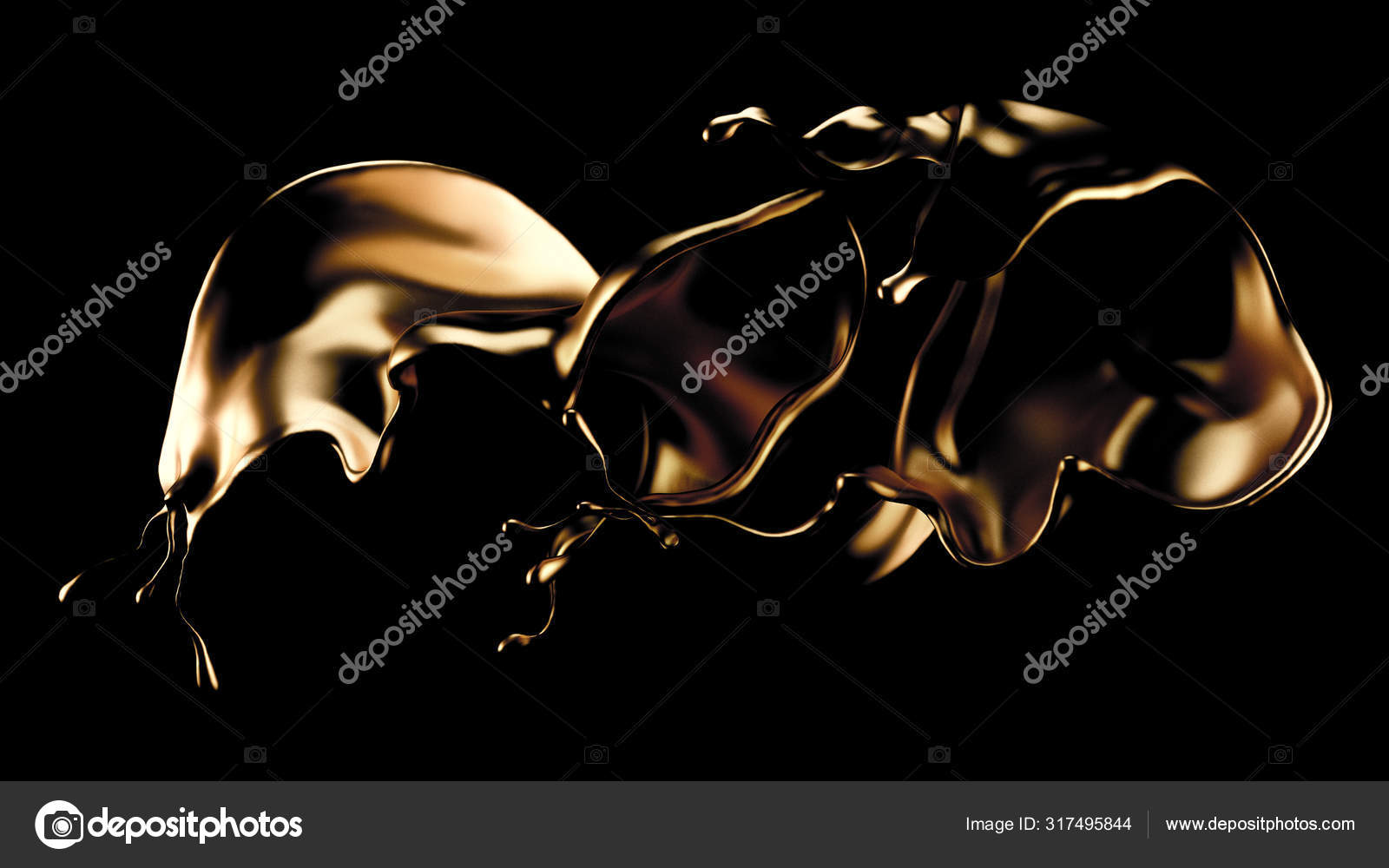 Mysterious, beautiful, luxury gold splash. 3d illustration, 3d ...