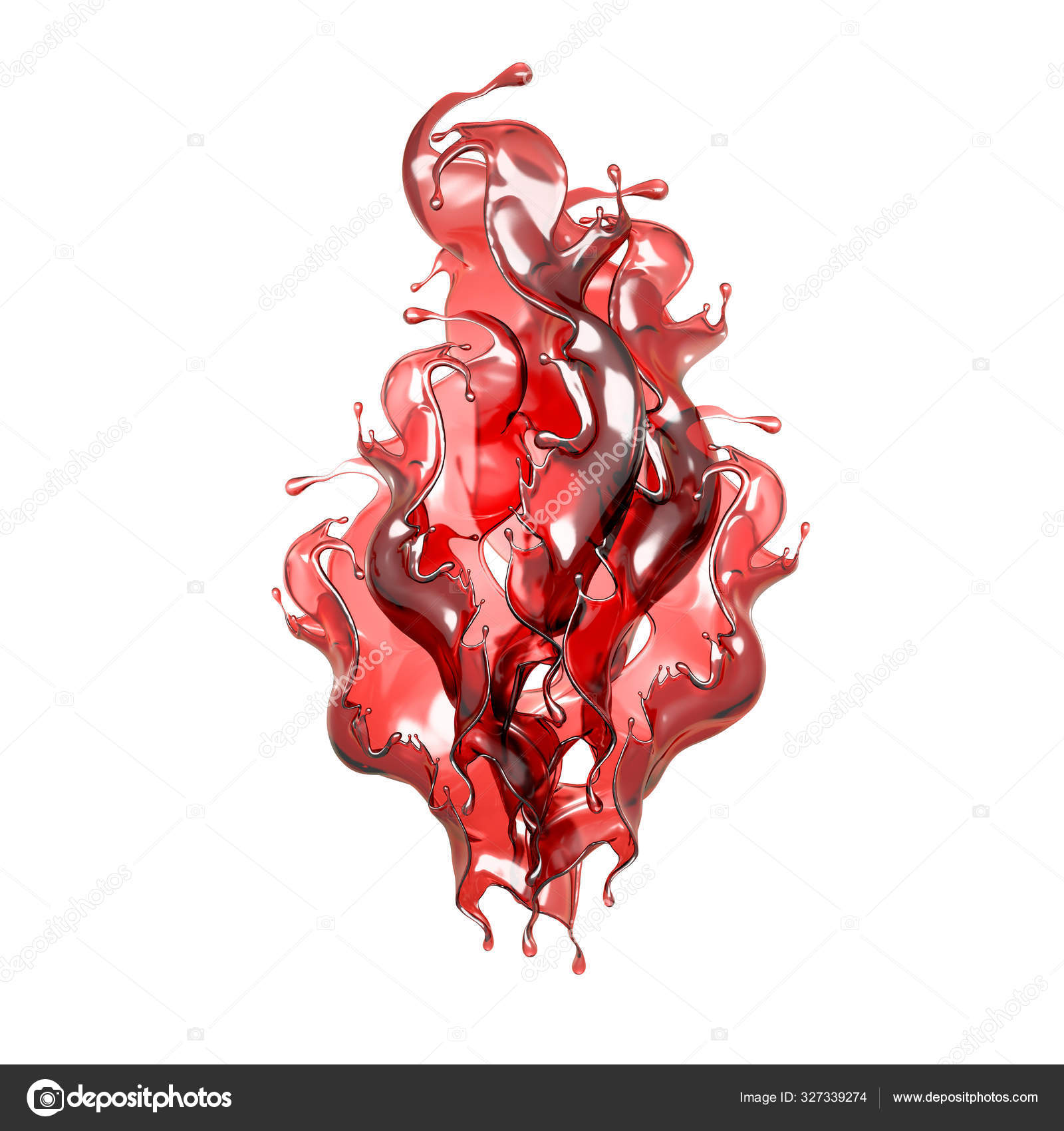 A splash of a transparent red liquid. 3d illustration, 3d render Stock ...
