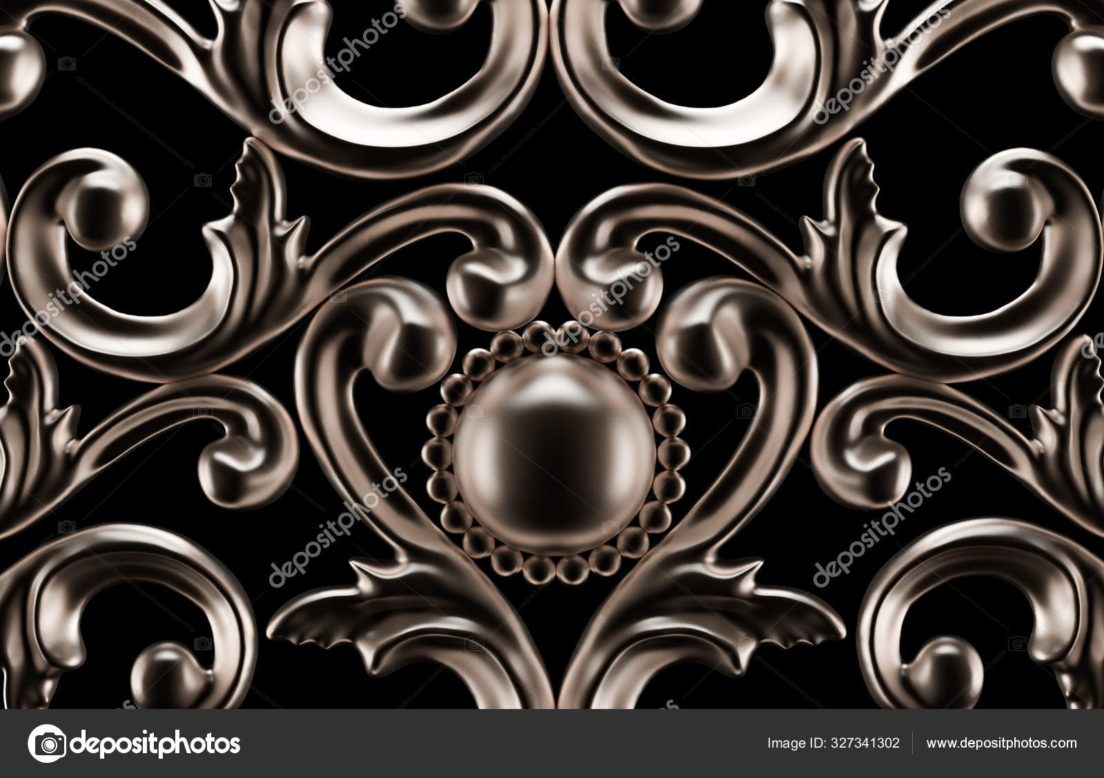 Gold, silver decoration element, wall concept stucco, interior ...