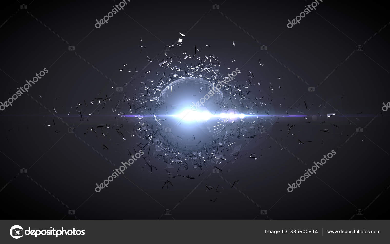 Broken glass sphere black background. 3d illustration, 3d rendering ...