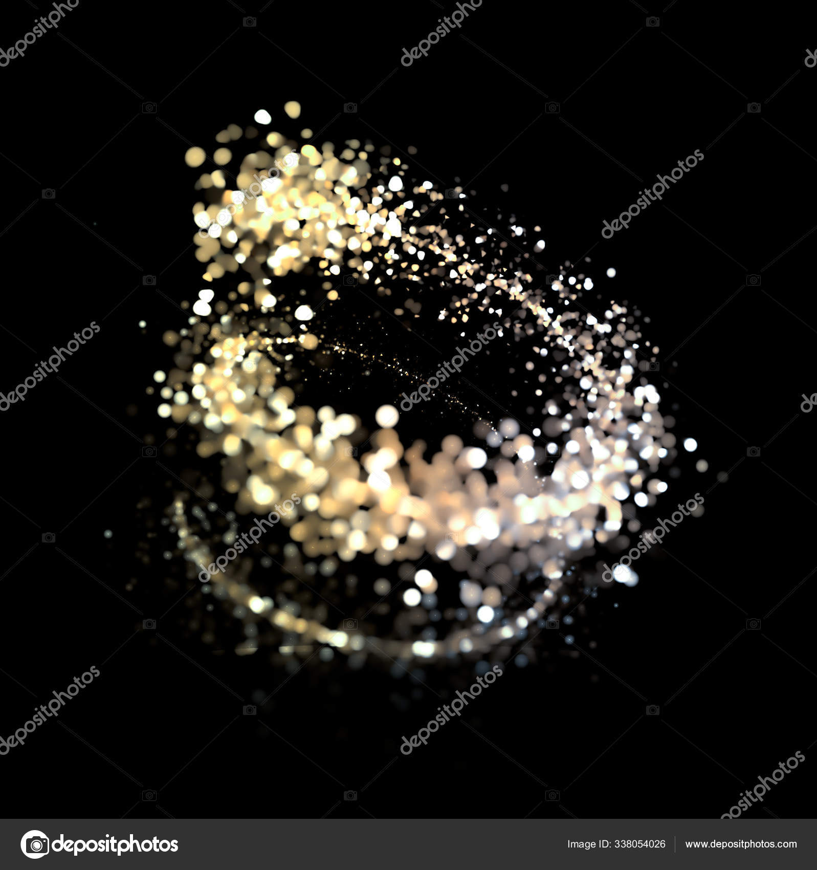 The particles are a gold spiral. 3d illustration, 3d rendering. — Stock ...