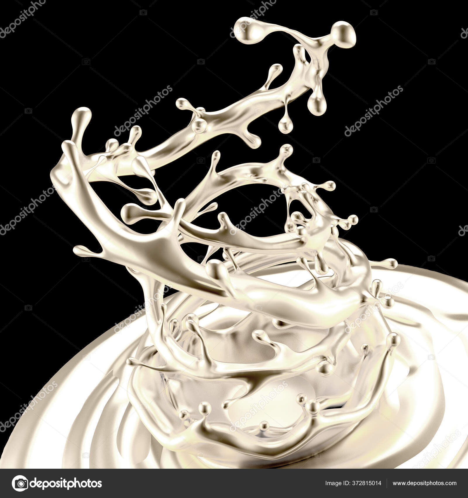 Silver Splash Liquid Black Background Rendering Illustration — Stock ...