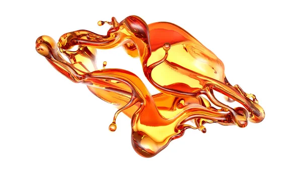 Splash Transparent Orange Liquid White Background Rendering ...