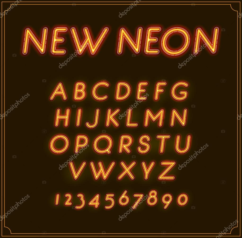 Neon Font Type Alphabet. Glowing — Stock Vector © ckybe #126530598