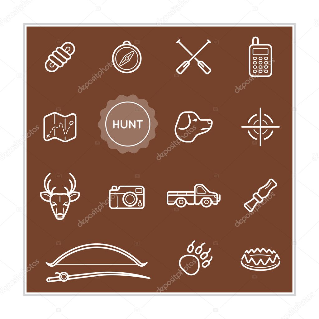 Set of Outdoor Hunting Vector Illustration Elements — Stock Vector ...
