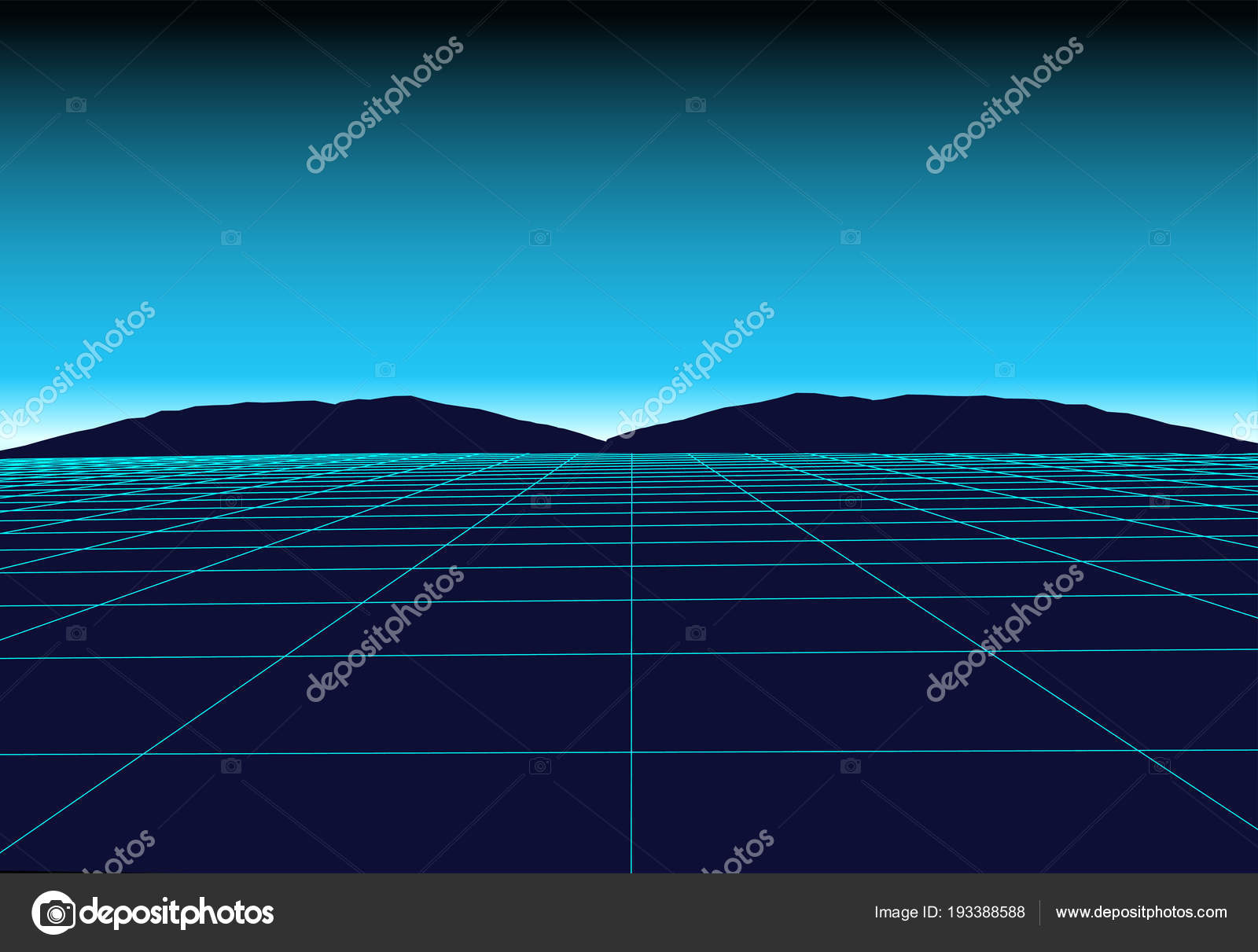 Perspective Grid Retro Futurism Style Abstract Bright Background 80S ...