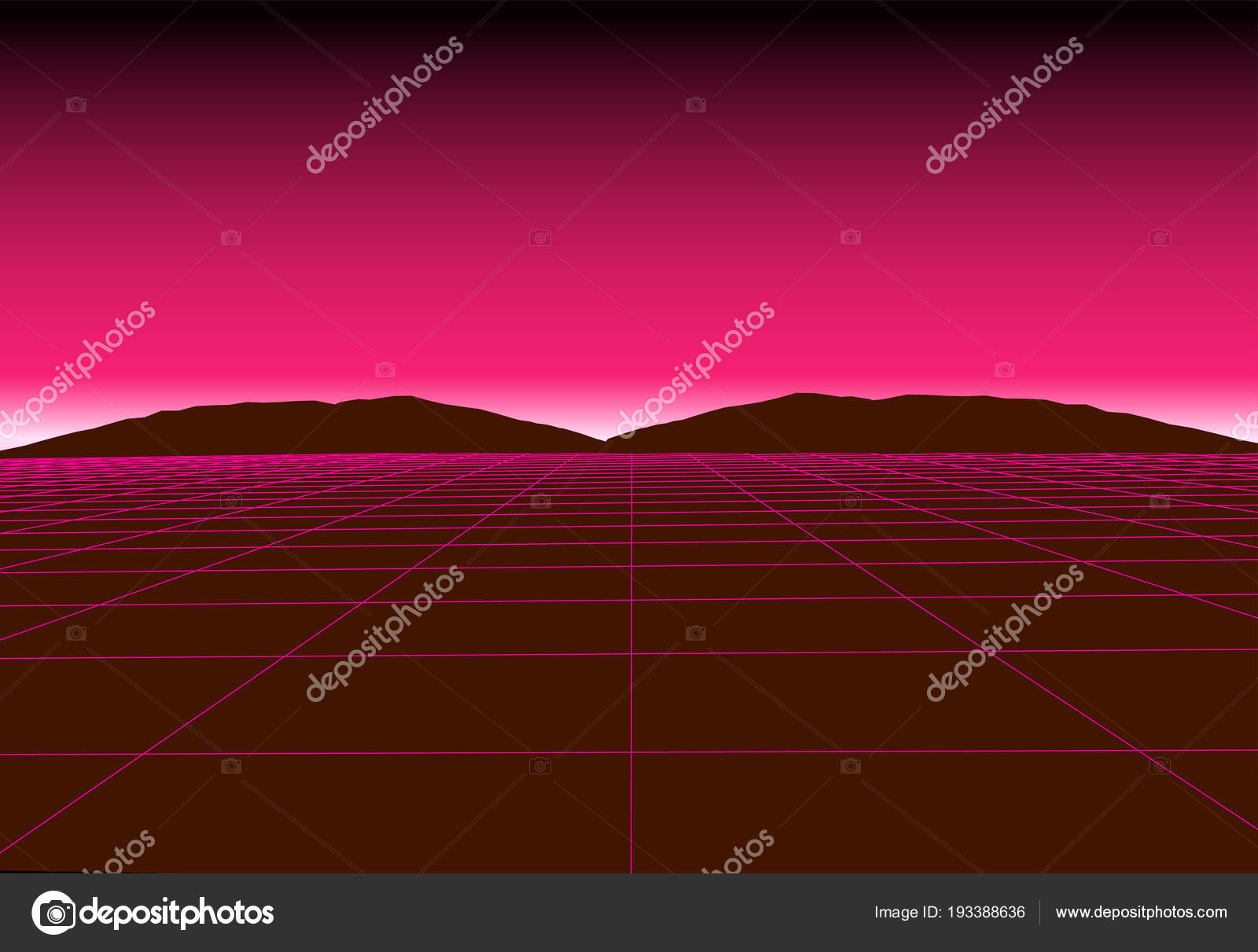 Perspective Grid Retro Futurism Style Abstract Bright Background 80S ...