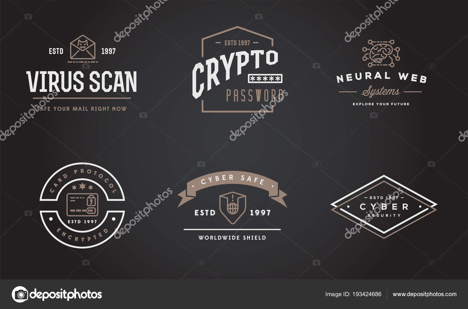 Set Vector Cyber Security Identity Badges Signs Can Used Logotype Stock ...