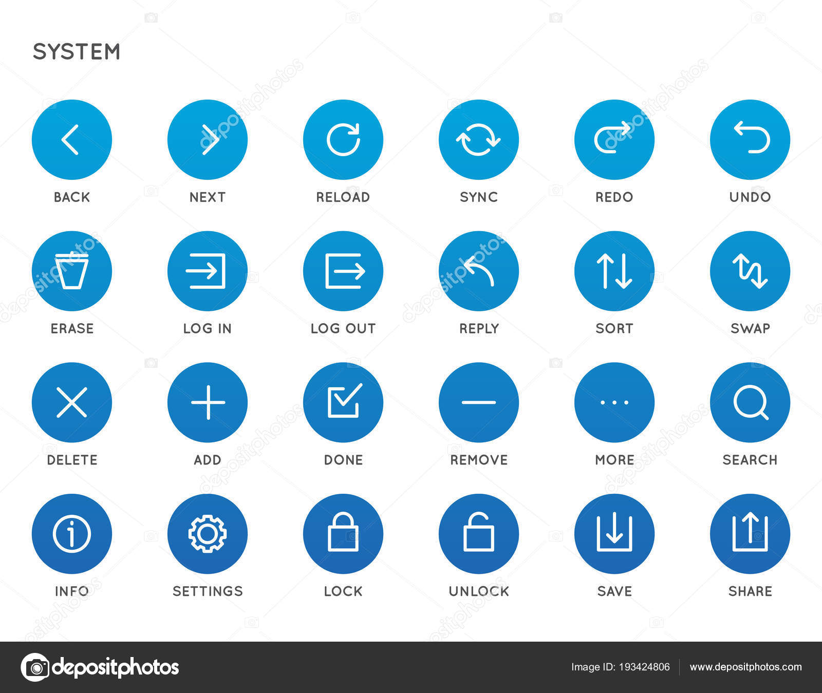 System User Interface Vector Icon Set High Quality Minimal Lined Stock ...