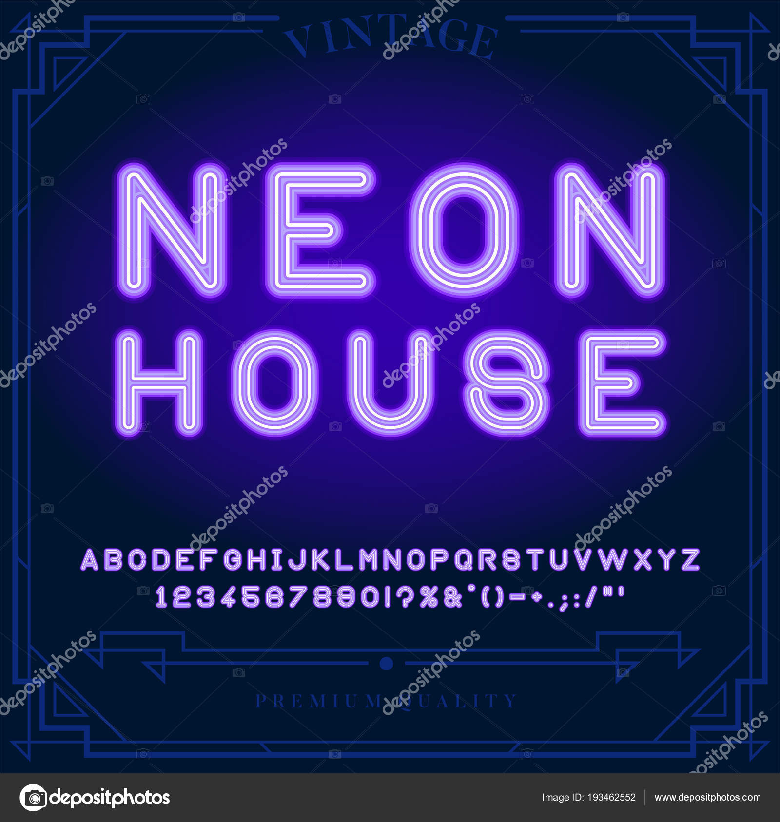 Bright Neon Alphabet Letters Numbers Symbols Sign Vector Night Show ...