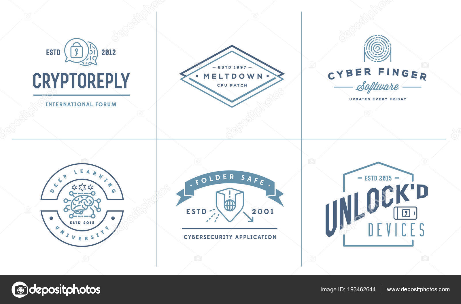Set Vector Cyber Security Identity Badges Signs Can Used Logotype Stock ...