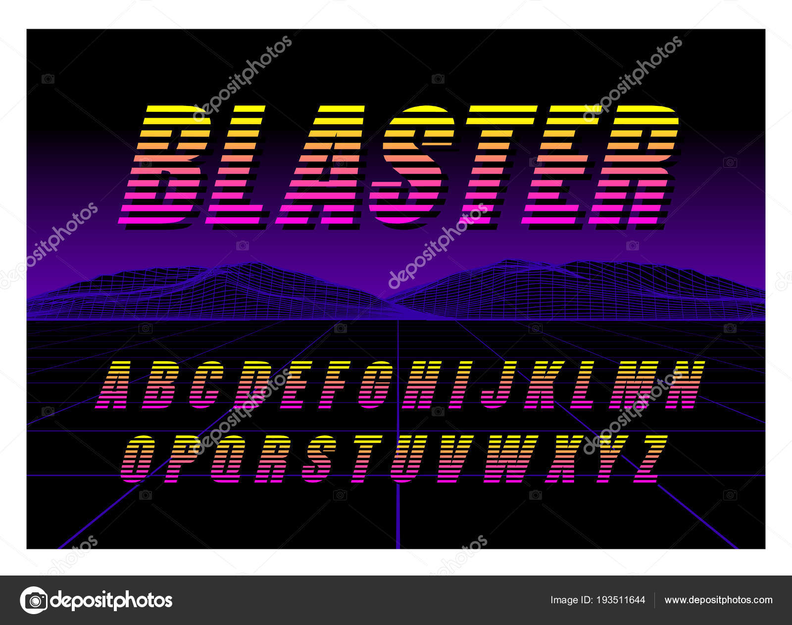 80'S Retro Futurism Style Font Vector Brush Stroke Alphabet Retro Stock ...