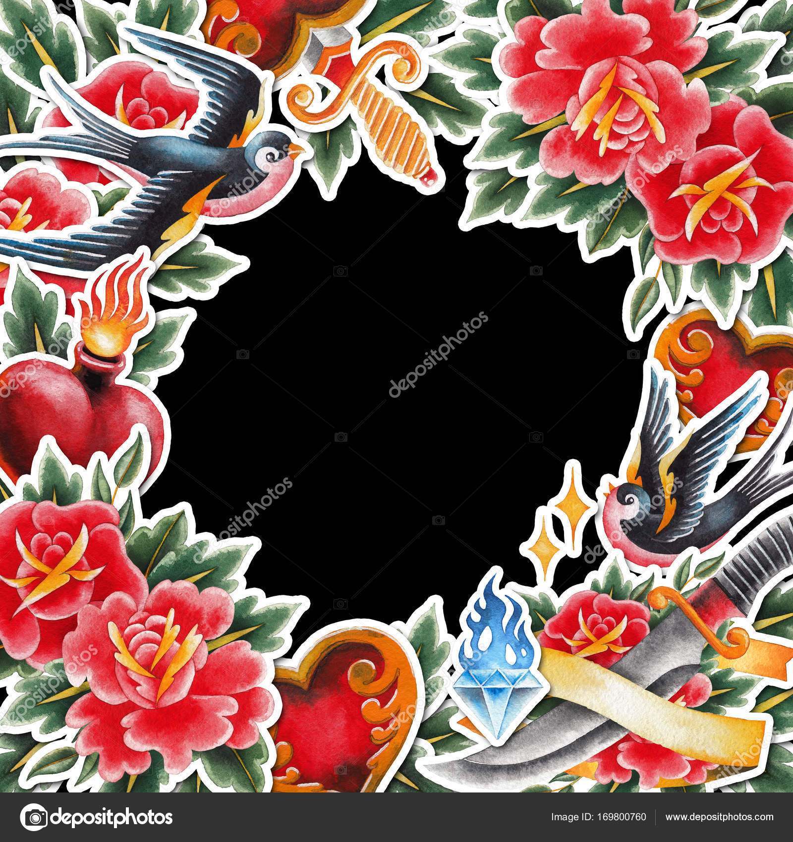 Watercolor old school design Stock Photo by ©homunkulus28 169800760