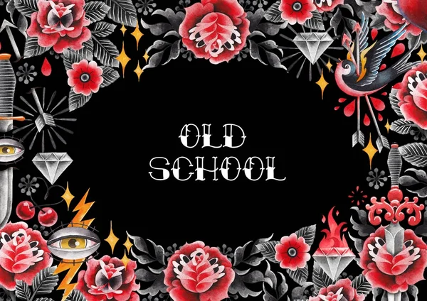 Watercolor old school design Stock Photo by ©homunkulus28 169800760