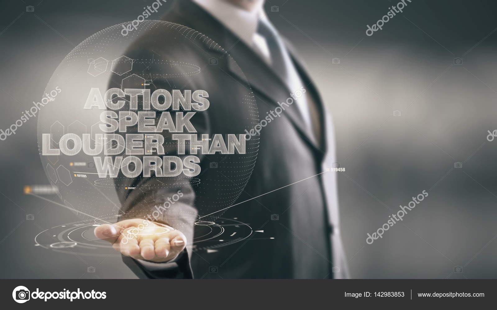 Action Speak Louder Than Words Businessman Holding in Hand New ...