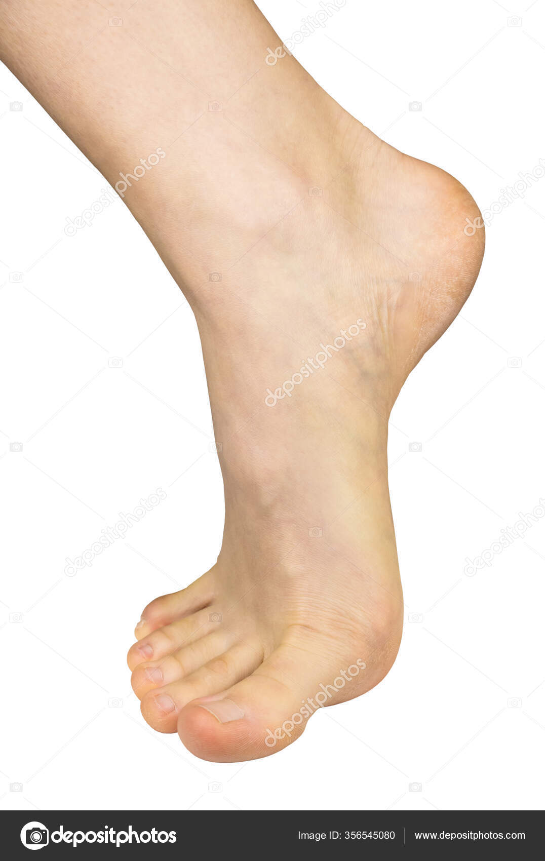 One Female Leg Standing Hips Side View Foot Visible Close — Stock Photo ...