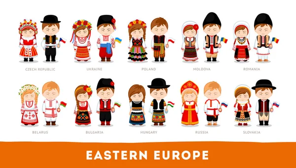 Europeans in national clothes. Eastern Europe. - Stock Image - Everypixel