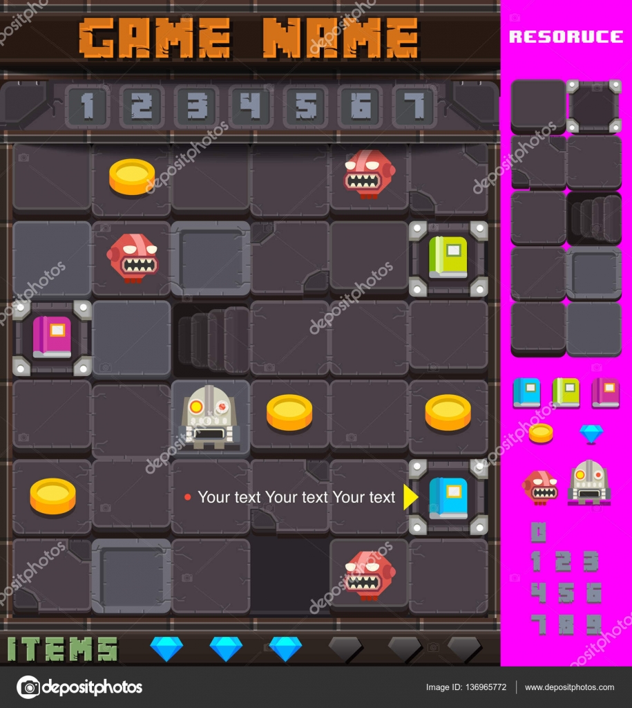 Tile set platform for video game, Seamless vector pattern for games ...