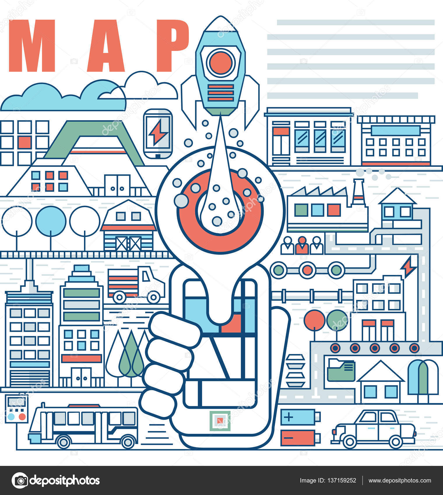 Infographics elements concept of Local Map Navigation Stock Vector ...