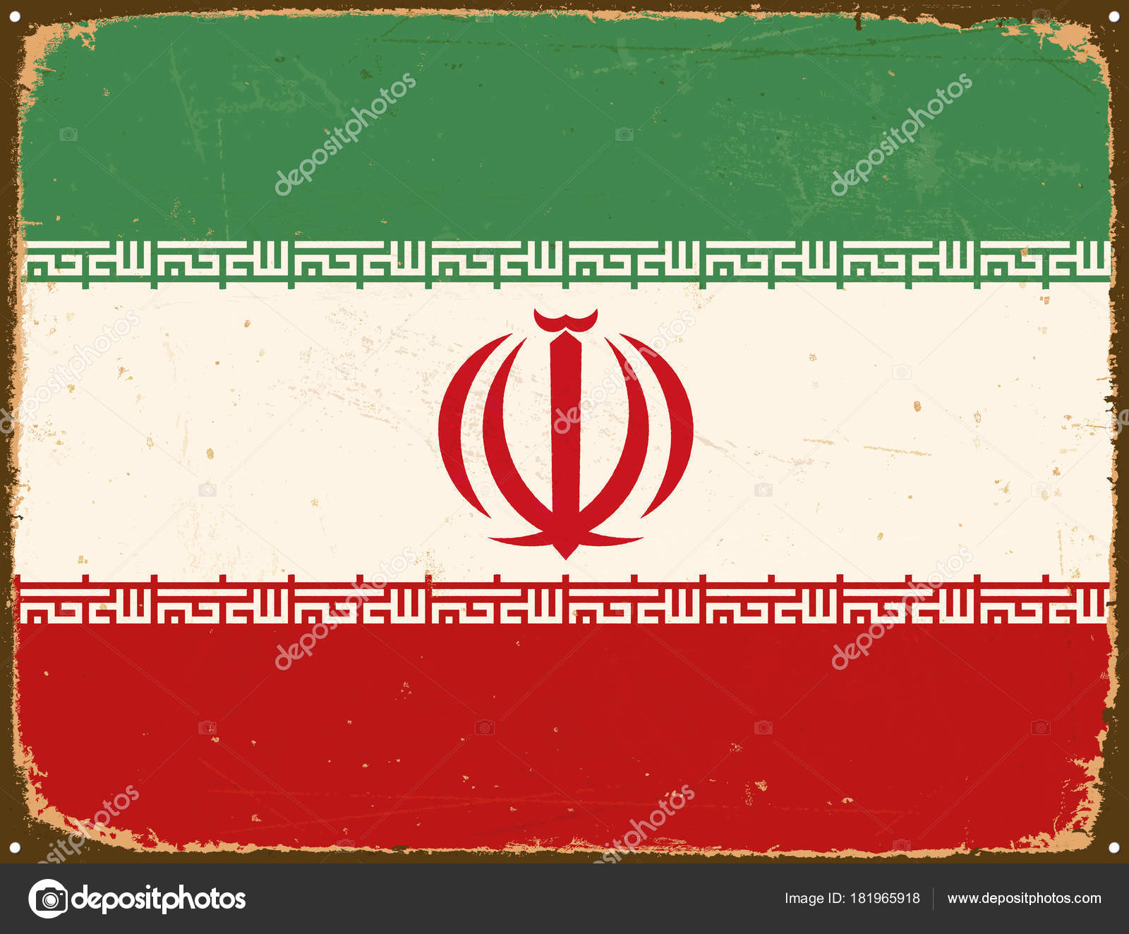Vintage Metal Sign - Iran Flag - Vector EPS10. Stock Vector Image by ...