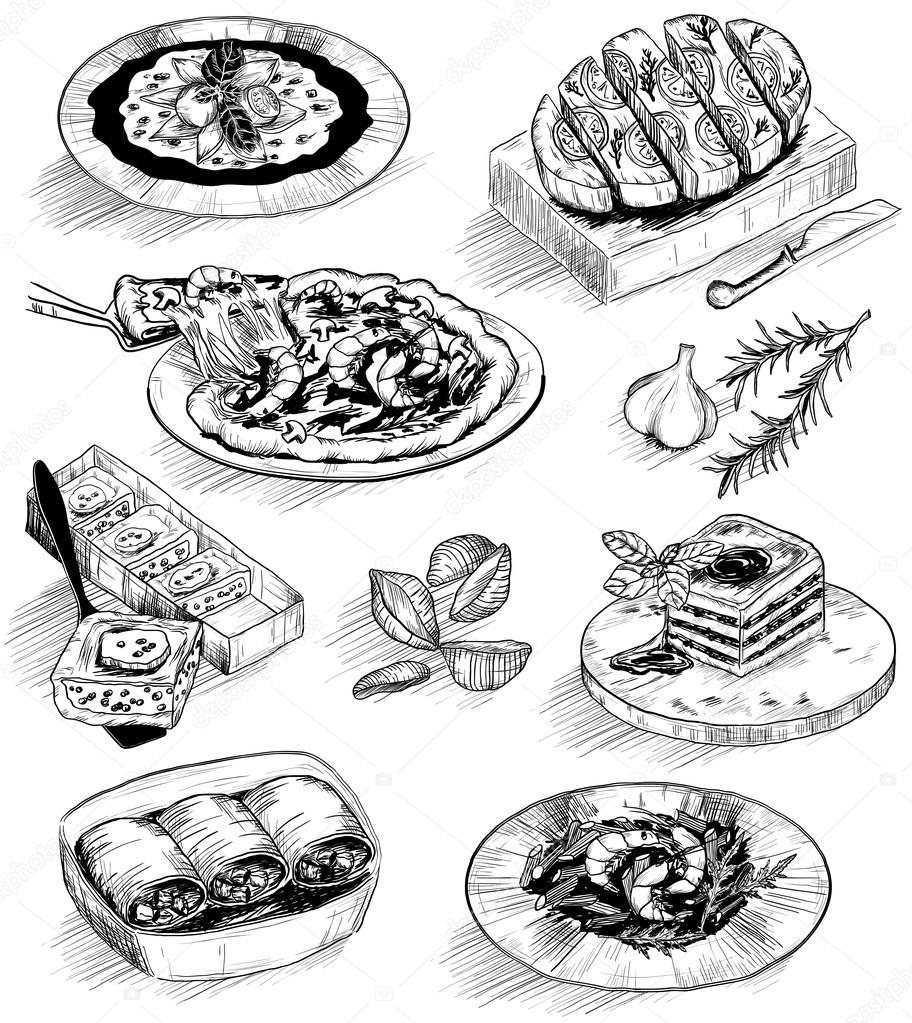 Hand drawn illustration with food sketches Stock Vector Image by ...