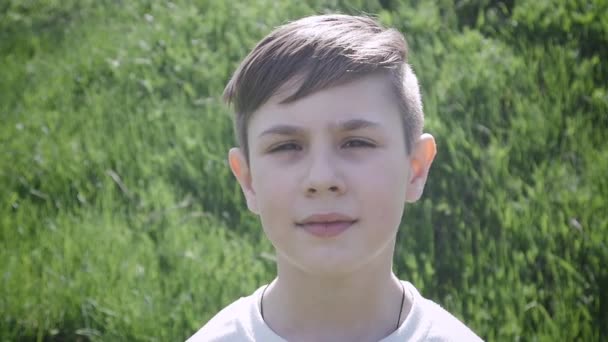 Close up portrait half-face of a boy 10 years old on a background of ...