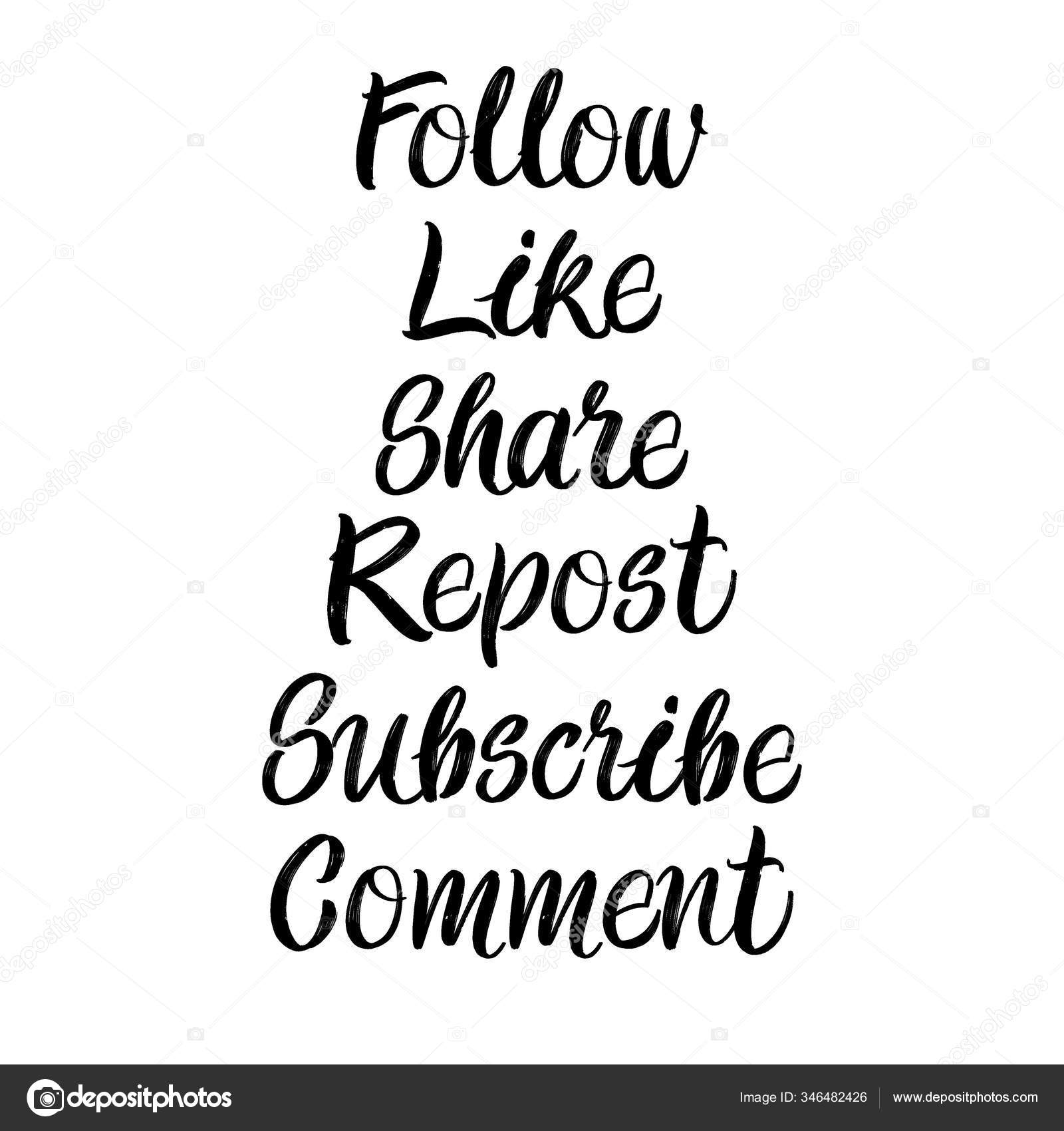 Set Handwritten Web Slang Text Social Media Blog Posts Follow Stock ...