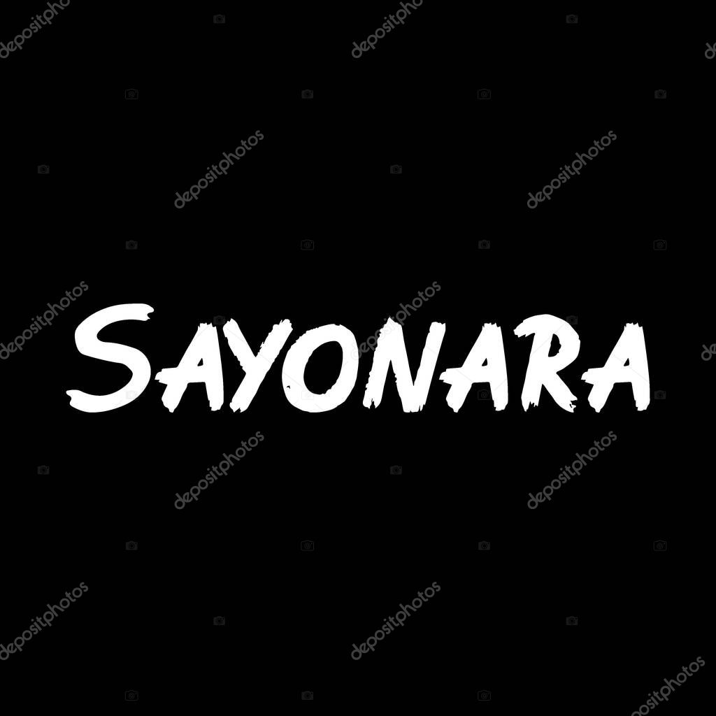 Pincel Sayonara pintar letras dibujadas a mano sobre fondo negro ...